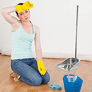 PATKAW Kitchen Decor Home & Kitchen Dustpan with Handle 1 Pc 79x27cm Metal Upright Dustpan Heavy Duty Handled Cleaning Supplies Stainless Steel Dustpan for Office Home Kitchen Mop