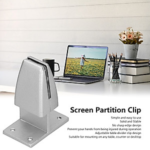 Haofy Desktop Partition Bracket Clip, 4 Pcs T-Shaped Aluminum Alloy Silver Desktop Screen Bracket Clip, Suitable for Office Classroom