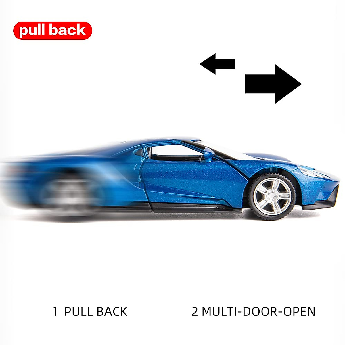 RMZ City 1:36 Compatible for Diecasting Alloy Car Model Ford GT Toy Car, Pull Back Vehicles Toy Car for Toddlers Kids Boys Girls Gift Blue