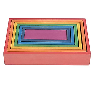 TickiT - 73414 Wooden Rainbow Architect Rectangles - Nesting Puzzle - Stacking Blocks for Ages 12M+