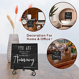 You Are Amazing! Wooden Sign Gifts - Motivational Wood Plaque With A Support Frame - Home & Office Inspirational Gifts For Women And Man, Desk Decor & Accessories(Black) - A11