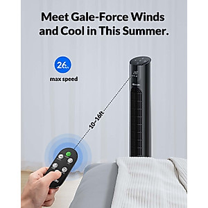 NIUVUIN Tower Fan, 45-Inch Oscillating Fan with Remote, 8 Speed Settings & 4 Modes, Bladeless Fans with Night Light, LED Display, 12 H Timer, Low Noise for Bedroom Living Room Home Office