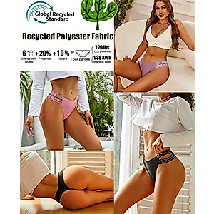 FINETOO Seamless Thongs for Women 6 Pack Sexy V-Wasit Women's Underwear No Show T-back Underwear for Women Panties