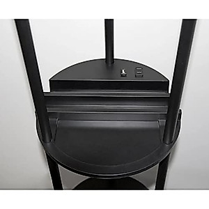 Adesso 3116-01 USB & AC Charging Station Floor Night Lamp with 2 Storage Shelves and Device Holders Black, 63"