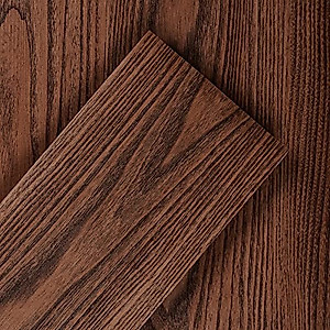 FunStick 6"x36" 15 Pcs Peel and Stick Floor Tile Wood Planks Waterproof Laminate Flooring Red Brown Wood Vinyl Flooring Planks Peel and Stick Flooring for Bathroom Floor Tile Bedroom Walls RV Laundry