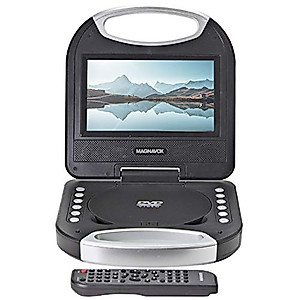 Magnavox MTFT750-BK Portable 7 inch TFT DVD/CD Player with Remote Control and Car Adapter in Black | Rechargeable Battery | Headphone Jack | Built-In Speakers |