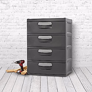 4 Drawer Unit Plastic (Color : Flat Gray)