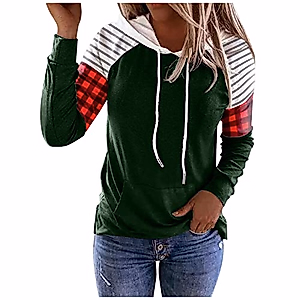 Winnerlion Hoodies Sweatshirts for Women Casual Long Sleeve Hooded Sweatshirt Drawstring Pullover Tops with Pocket (Green, XXL)
