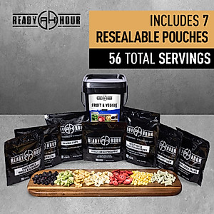 Ready Hour, Fruit & Veggie Mix, Real Non-Perishable Freeze-Dried Food, 30-Year Shelf Life, Portable Emergency and Adventure Food Supply, Durable Flood Safe Container, 56 Servings