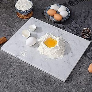JESSILIN HOME Marble Cheese Pastry Board 16" x 12", Marble Cutting Board, Marble Serving Tray for Pastries, Bread, Pizza, Carrara White