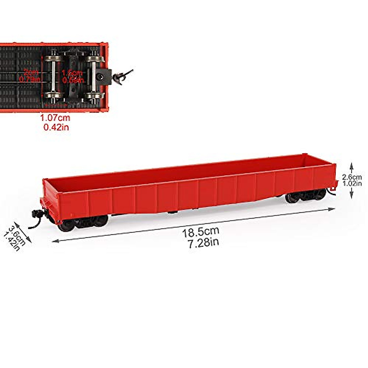 Evemodel C8743R 3pcs HO Scale 1:87 53ft Open Gondola Car Red Wagon Railway Transporter Model Train Container Carriage Freight Car