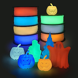 HELLO3D Glow in The Dark PLA Filament,Orange Luminous Filament 1.75mm Strong Glow Effect 3D Printer Filament, for Most FDM Printer 1kg Spool (2.2lbs), Dimensional Accuracy +/- 0.05 mm,Glow Orange