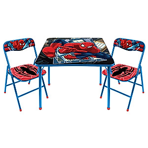 Idea Nuova Marvel Spiderman 3 Piece Children's Activity Square Table and Chair Set, Ages 3+ (NN201039)