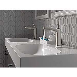 Delta Faucet Vesna Single Hole Bathroom Faucet Brushed Nickel, Single Handle, Drain Assembly, Worry-Free Drain Catch, SpotShield Brushed Nickel 15989LF-SP