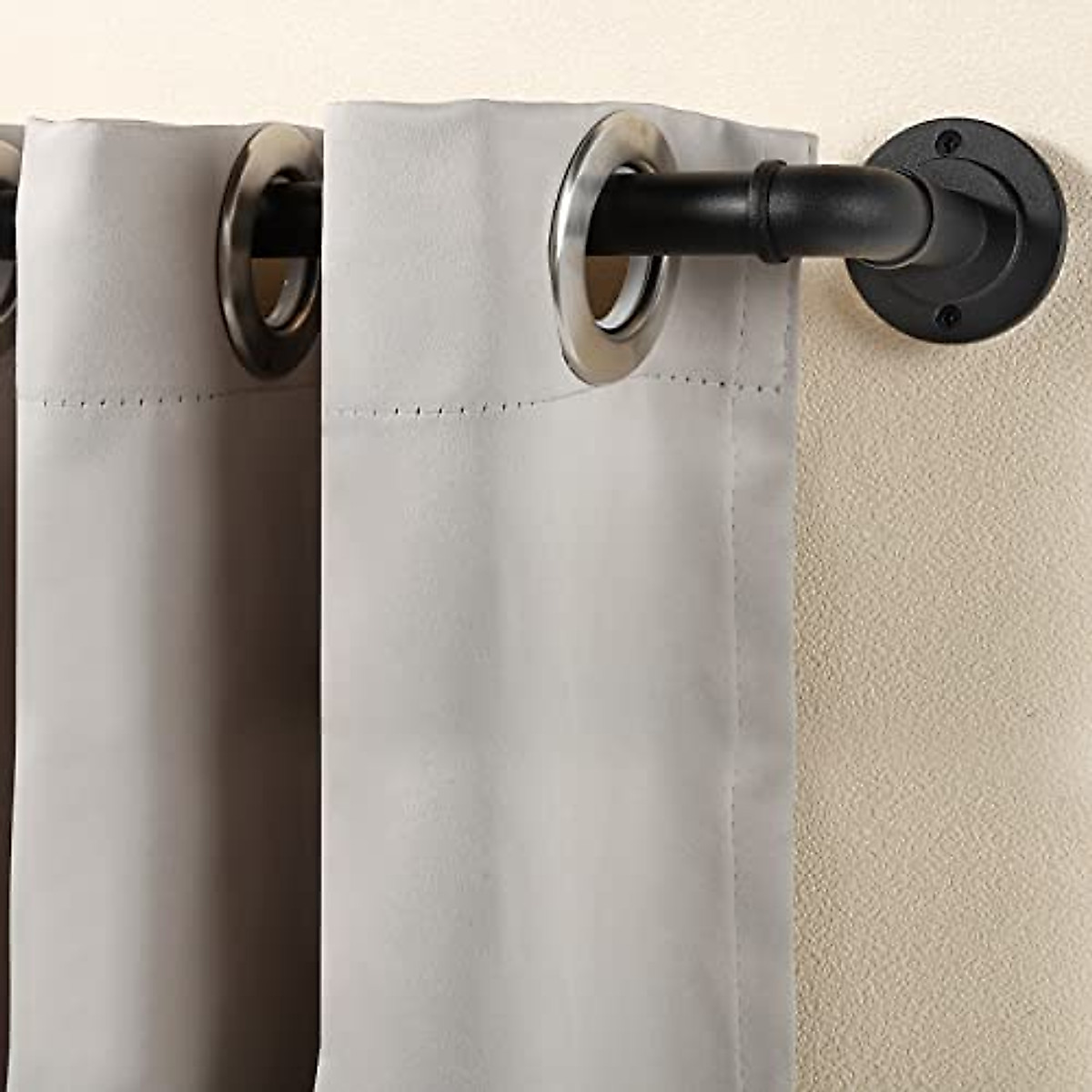 Rustic Curtain Rod, Industrial Curtain Rods for Windows 28 to 48 Inches, Blackout Wrap Around Curtain Rod, for Indoor and Outdoor, Simple Modern Design, 28 to 48 Inches, Black