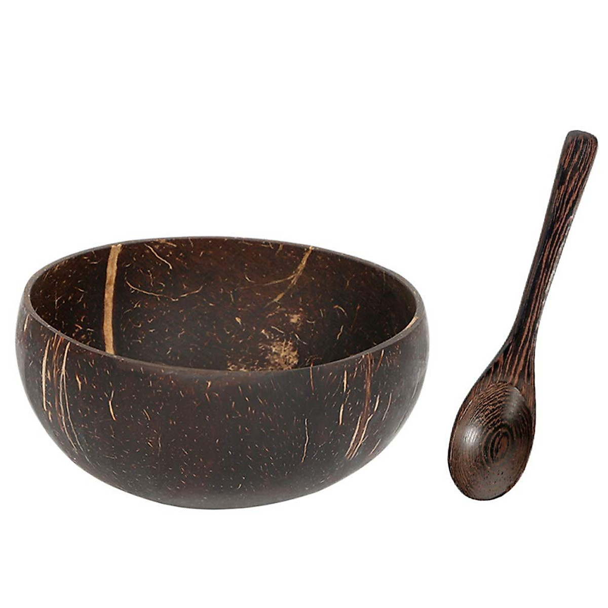 Hemoton coconut bowl with spoons，smoothie bowls Fruit Salad Bowl Buddha Bowl Kitchen Utensils (Natural)