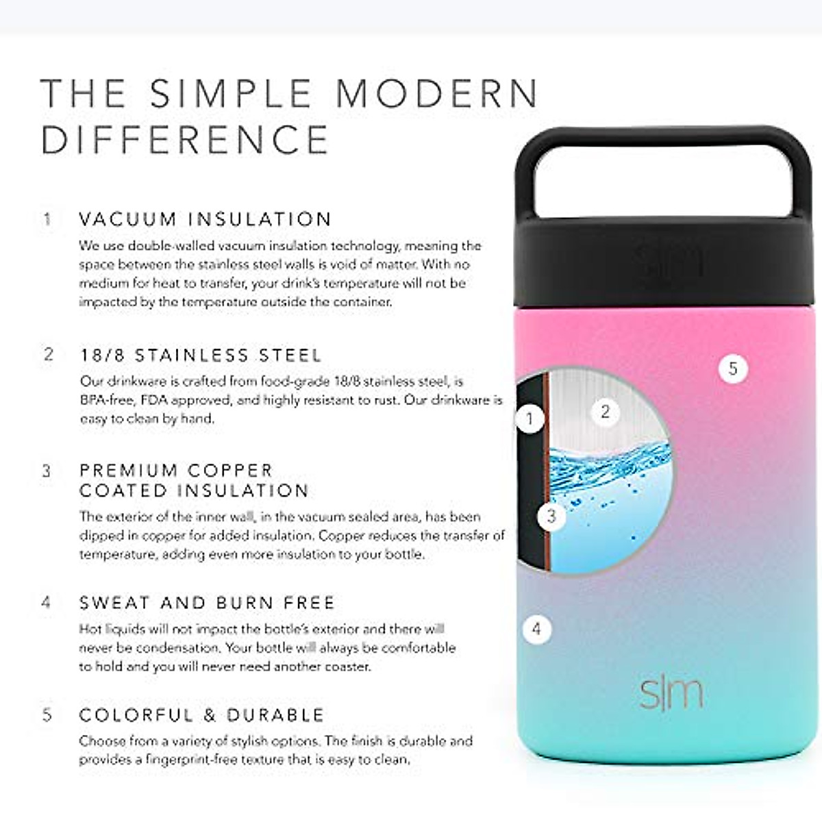 Simple Modern Food Jar Thermos for Hot Food | Reusable Stainless Steel Vacuum Insulated Leak Proof Lunch Storage for Smoothie Bowl, Soup, Oatmeal | Provision Collection | 12oz | Sorbet