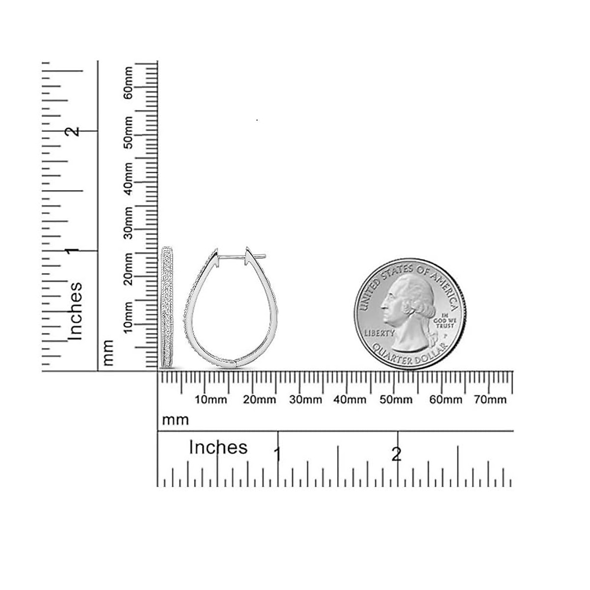 ARAIYA FINE JEWELRY 925 Sterling Silver Round-shape Diamond Oval Hoop Earrings for Women (1/4 cttw, I-J Color, I2-I3 Clarity)