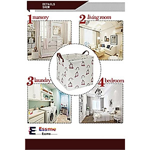 ESSME 3PACK Square Storage Bin,Cotton Fabric Laundry Baskets,Collapsible Waterproof Toy Storage Bin with Handles for Family Storage,Shelf Baskets,Bedroom(Rainbow Unicorns)