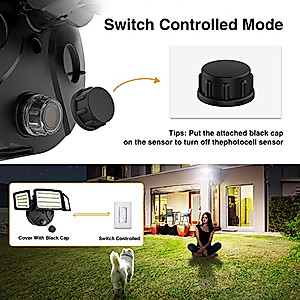 Onforu 55W Security Lights Dusk to Dawn, 5500LM Bright LED Flood Light with Photocell, 3 Adjustable Heads Exterior Floodlight, IP65 Waterproof 6500K Daylight White Outdoor Light for Garage Yard Patio