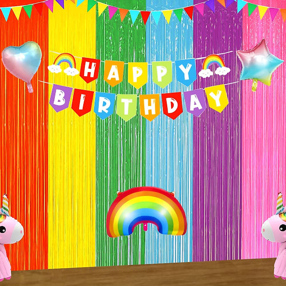 Cinco de Mayo Decorations, Rainbow Fringe Bckdrop Fiesta Taco Themed Streamer Backdrop for Mexican Dia De Los Muertos Spain Taco Birthday Party Decorations (3 Pack)