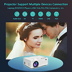 Mini Portable Projector 1080P Home Theater Video Projector - Full HD 8500 Lumens LED Movie Projector Compatible with HDMI, PS4, VGA, USB, TF, AV, Laptop, Smartphone, Small Outdoor Projector