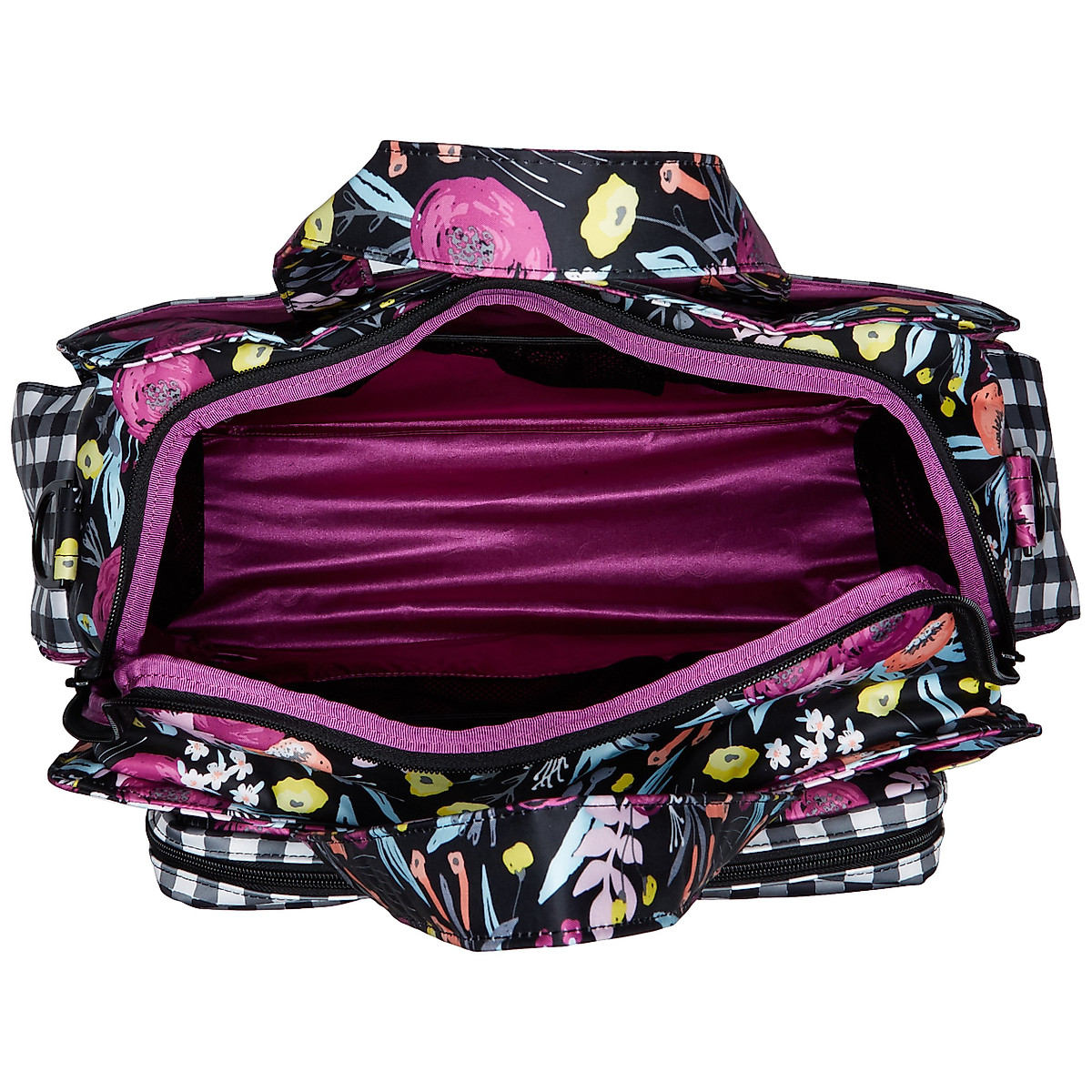 JuJuBe Be Prepared Travel Carry-on/Diaper Bag, Onyx Collection - Gingham Bloom