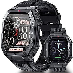 GUIQU Smart Watch, Military Grade IP68 Waterproof [GPS 45mm] 1.85" HD LCD Touch Screen, Smart Watch with Heart Rate Blood Pressure Sleep Monitor, Answer/Make Call, Sports Watch for Android and iOS