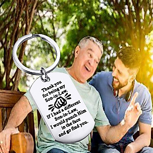 BEKECH Son-in-Law Gifts Bonus Son-in-Law Keychain Thank You for Being My Son-in-Law Keychain Funny Wedding Gift Jewelry from Mother-in-Law,Father-in-Law(silver)