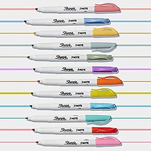 Sharpie S-Note Creative Colouring Marker Pens | Highlight, Write, Draw & More | Assorted Pastel Colours | Chisel Tip | 6 Count