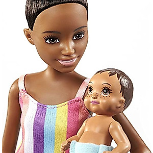 Barbie Skipper Babysitters Inc. Doll & Accessories Set with 9-in Brunette Doll, Baby Doll & 4 Storytelling Pieces for 3 to 7 Year Olds