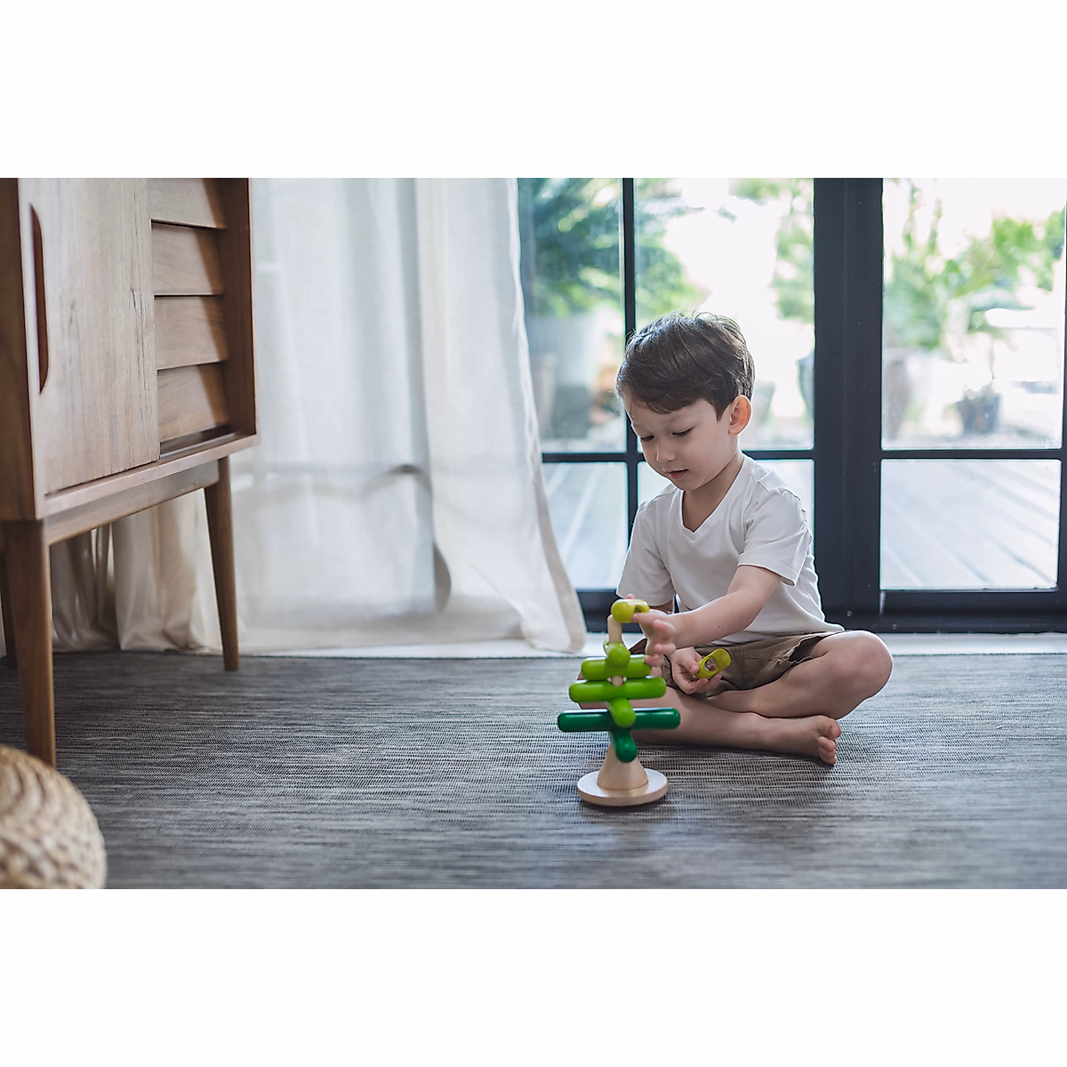 PlanToys Stacking Toys Tree Set - Chemical-Free Toddler Toys Featuring 9 Wooden Pieces