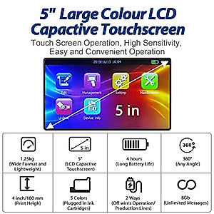 BENTSAI B85 Wide Format Handheld Inkjet Printer, Large Character Coding Machine Up to 3.93"/100mm Print Height, Use for Almost Any Surfaces with Solvent Quick Dry Ink for Logo, Label, Trademark