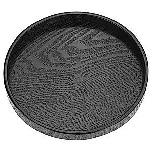 Black Wood Serving Tray, Round Shape Solid Wood Serving Tray Plate Bar Cafe Restaurant Trays(30cm)