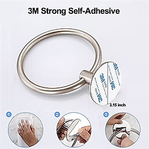 No Drilling Self Adhesive Towel Holder, Stainless Steel Towel Ring, Bathroom and Kitchen Towel Rack (Brush Nickel)
