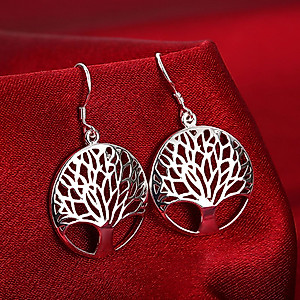 Tree of Life Earrings,Fashion Jewelry Sterling Silver Plated Tree Pendants Drop Dangle Earrings Dangles