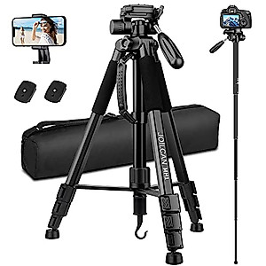 Camera Tripods & Monopods, Tripod for Camera Phone, 5 in 1 Aluminum Heavy Duty Camera Stand, Phone Tripod, Monopods, Selfie Stick, Trekking Poles, Compatible with Canon Nikon DSLR iPhone Camcorder