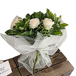 HAOZAIKEJI Wedding Flower Wrapping Paper, Tulle Floral Bouquet Wrappers Dot Mesh Wrap Material Translucent Gift Package Paper Florist Packaging Supplies for Birthday Holiday Graduation Bouquet