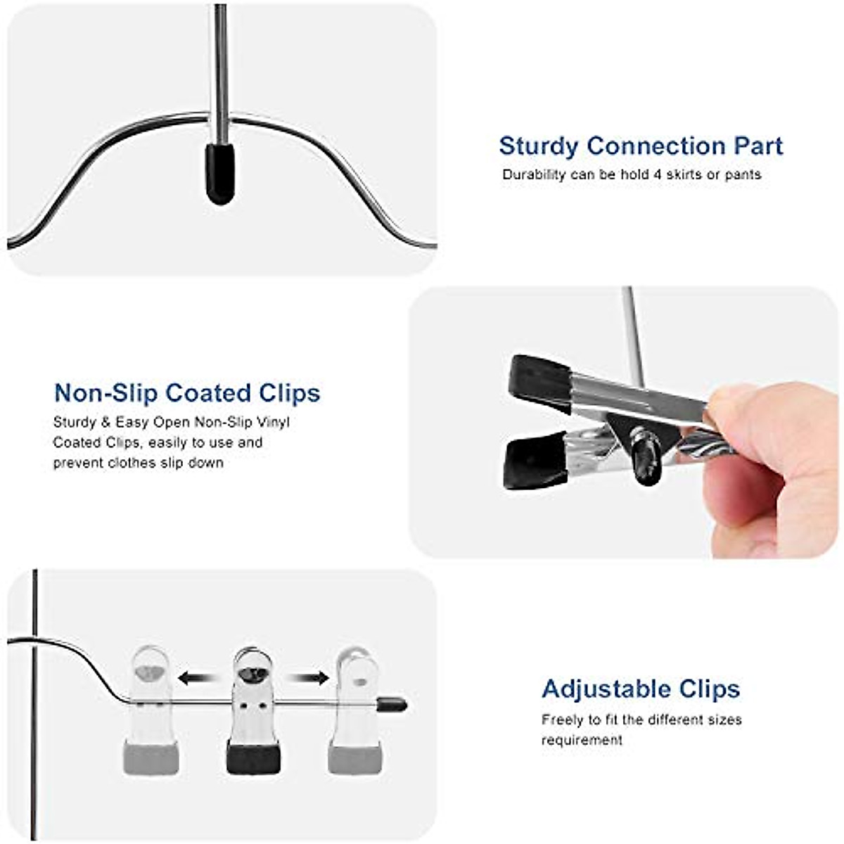 DOIOWN Skirt Hangers 4 Tier Pants Shorts Hangers Space Saving Hangers Closet Organizer for Skirt, Pants(3 Pieces) (3 Pieces)