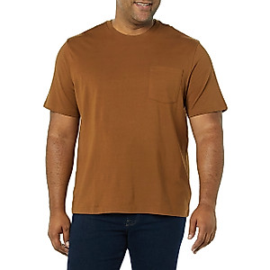 Amazon Essentials Men's Regular-Fit Short-Sleeve Crewneck Pocket T-Shirt, Pack of 2, Black/Brown, X-Large