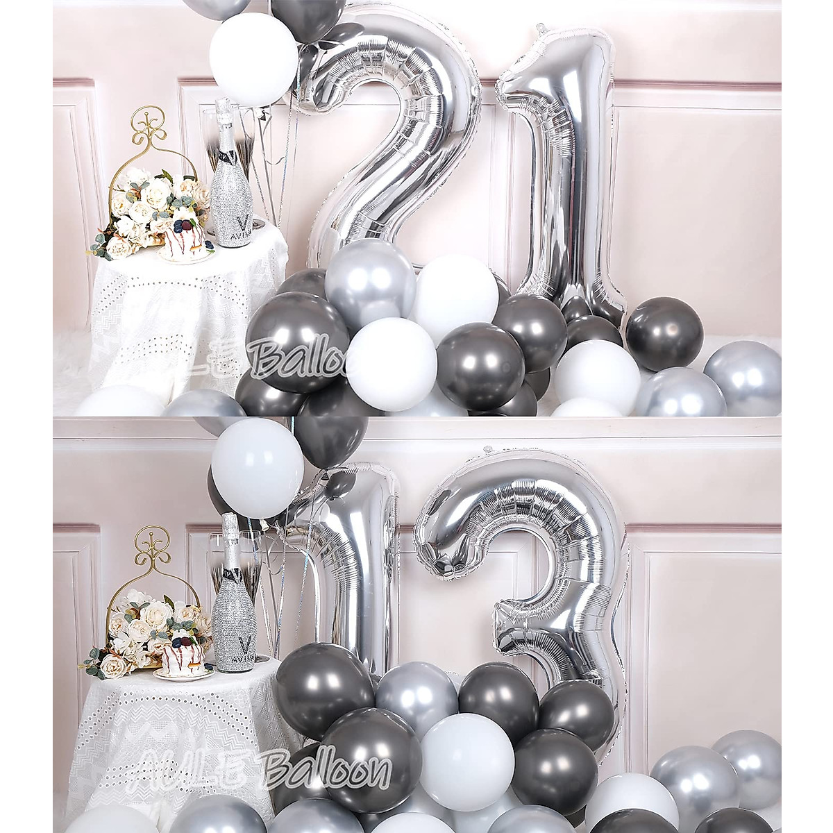 AULE 40 Inch Big Silver 1 Balloon Number Large Foil Helium Number Balloons 0-9 Jumbo Giant Happy 1st Birthday Party Decorations for Boy or Girl Huge Mylar Anniversary Party Supplies