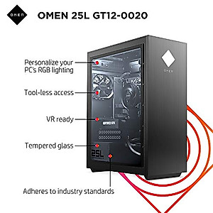 OMEN 25L Gaming Desktop PC, NVIDIA GeForce GTX 1660 Super, 10th Generation Intel Core i5-10400F Processor, HyperX 8 GB RAM, 512 GB SSD, Windows 10 Home (GT12-0020, 2020)