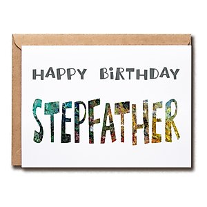 Happy Birthday Stepfather - Stepfather Birthday Card - Stepfather Card - Card For Stepfather Modern - Stepfather Birthday Card - Card For Stepfather