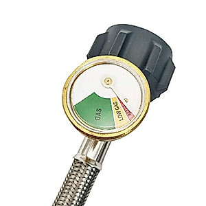 Meter Star 18inch Pigtail Stainless Braided RV Regulator Propane Hose Connector with Gauge QCC Type1 Connection 2PCS/lot