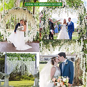 10 Pack White Wisteria Hanging Flowers Vine Garland, 3.28 Feet Fake Wisteria Flowers Strings,Artificial Wisteria Fake Flowers,Wisteria Vine for Home Room Garden Outdoor Wedding Arch Floral Wall Decor