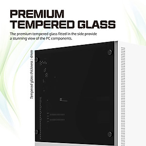 Zalman S5 ATX Mid-Tower Gaming PC Case, 2 x 120mm Fans Included (1x RGB), Thick 4mm Tempered Glass Side Panel, AIO Water Cooler Bracket, Front Panel RGB Strip (White)