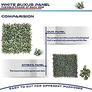 Windscreen4less Artificial Faux Ivy Leaf Decorative Fence Screen 20'' x 20" Boxwood/Milan Leaves Fence Patio Panel, Buxus White 24 Pieces