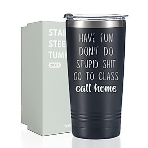 Onebttl College Student Gifts Tumbler for Men Women, School Student Gifts 20oz Stainless Steel Cup, Best gift for Christmas, Birthday - Black Call Home