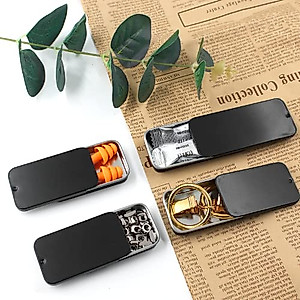 Unlorspy 10 Pcs Black Metal Tin Container Slide Lid, 3.15" x 1.34" x 0.47" Metal Tin Container Slide Top for DIY Pills, Solid Perfumes, Lip Balms, Cards and Herbs