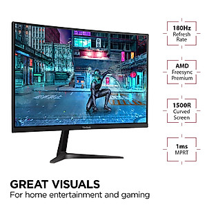ViewSonic VX2718-2KPC-MHD 27 Inch WQHD 1440p 165Hz 1ms Curved Gaming Monitor with Adaptive-Sync Eye Care HDMI and Display Port (Renewed)
